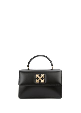 Off-White Kadın Siyah Logo Detaylı Deri Omuz Çantası EU