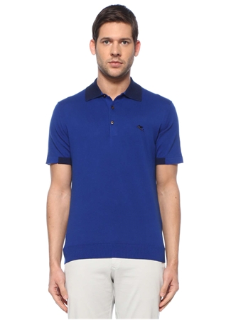 Etro Erkek Lacivert Polo Yaka Logolu T-shirt XL EU