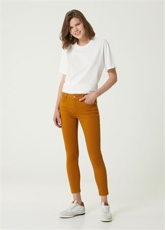 Network Kadın Slim Fit Kamel Casual Pantolon Kahverengi 30 EU