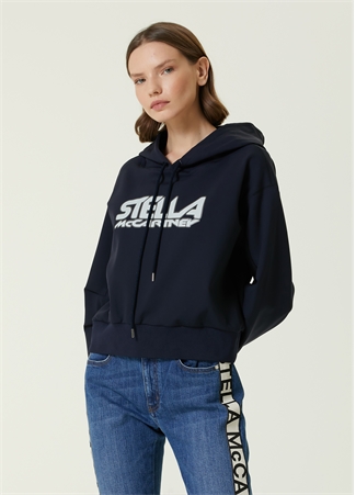 Stella McCartney Kadın Lacivert Kapüşonlu Logolu Sweatshirt 38 IT Stella McCartney Kadın Lacivert Kapüşonlu Logolu Sweatshirt 38 IT