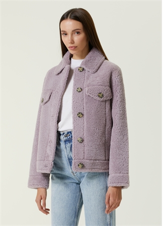 Meteo by Yves Salomon Kadın Lila Shearling Ceket Mor 38 FR