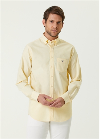 Gant Erkek Regular Fit Sarı Oxford Gömlek S EU