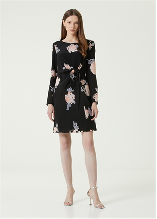 Emporio Armani Kadın Siyah Çiçekli Uzun Kol Mini İpek Elbise 46 IT Emporio Armani Kadın Siyah Çiçekli Uzun Kol Mini İpek Elbise 46 IT
