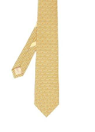 Salvatore Ferragamo Erkek Sarı Logo Desenli İpek Kravat EU