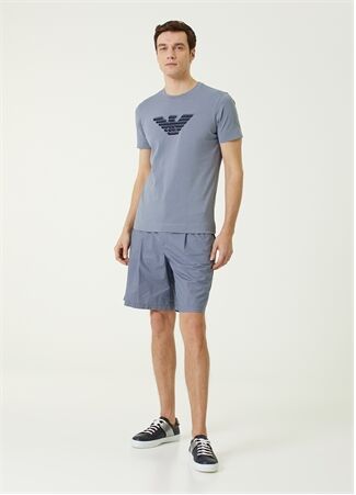 Emporio Armani Erkek Gri Yüksek Bel Pilili Bermuda 50 IT