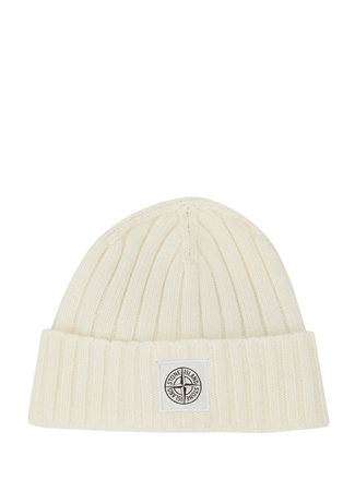 Stone Island Erkek Ekru Logo Detaylı Bere Bej EU