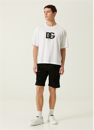 Dolce&Gabbana Erkek Siyah Yıpratma Detaylı Denim Şort 44 IT