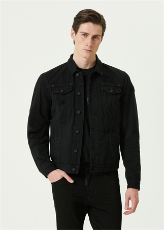 Dsquared2 Erkek Siyah Logolu Yıpratmalı Denim Ceket 48 It Dsquared2 Erkek Siyah Logolu Yıpratmalı Denim Ceket 48 It