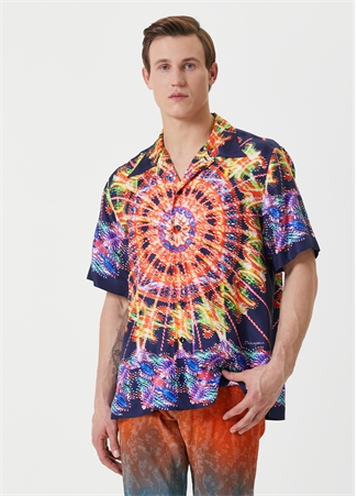 Dolce&gabbana Erkek Light Therapy Lacivert Kısa Kollu İpek Gömlek 38 It