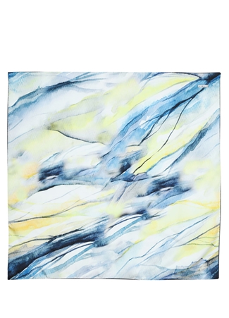 Beymen Kadın Abstract Mavi Suluboya Desenli 90x90 cm İpek Eşarp EU