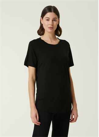 Tru Kadın Siyah Bisiklet Yaka Tunik T-shirt S/M EU