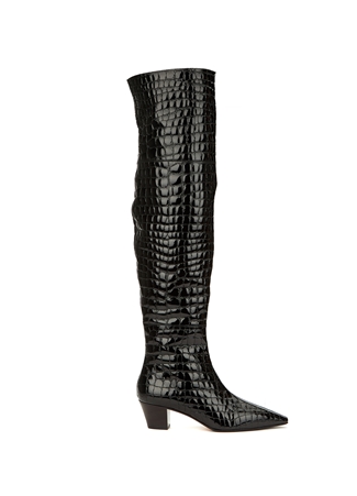 Aquazzura Kadın Tres Gainsbourg Siyah Krokodilli Deri Çizme 36.5 EU