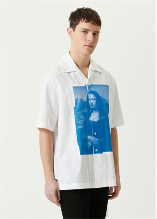 Off-White Erkek Beyaz Figür Baskılı Gömlek S EU