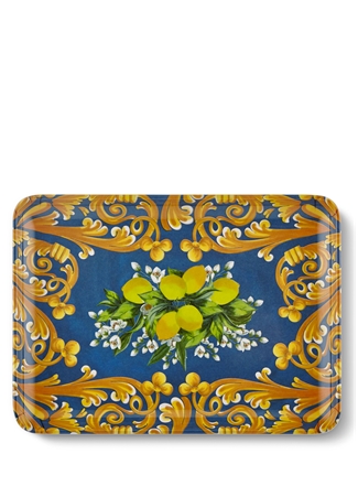 Chiara Alessi Capri Mavi Limon Desenli Melamin Servis Tabağı Chiara Alessi Capri Mavi Limon Desenli Melamin Servis Tabağı