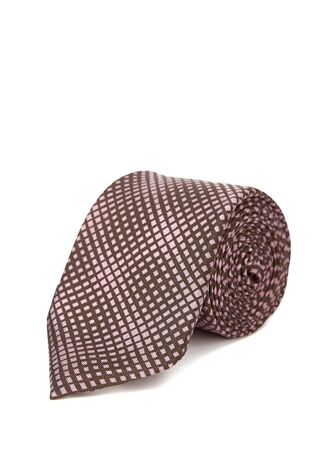 Pal Zileri Erkek Kahverengi Geometrik Desenli İpek Kravat EU