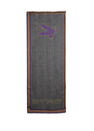 Etro Erkek Siyah Etnik Desenli Logo Detaylı Atkı EU Etro Erkek Siyah Etnik Desenli Logo Detaylı Atkı EU