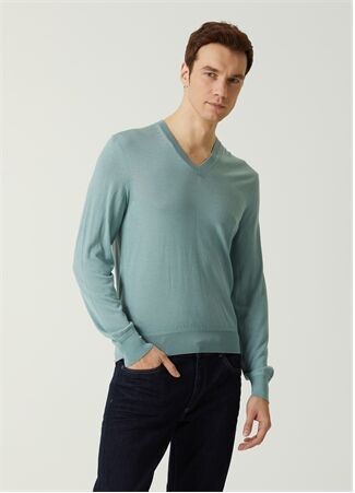Tom Ford Erkek Yeşil V Yaka Kaşmir Kazak 48 IT