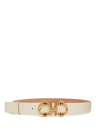 Salvatore Ferragamo Kadın Beyaz Logo Tokalı Deri Kemer 75 EU Salvatore Ferragamo Kadın Beyaz Logo Tokalı Deri Kemer 75 EU