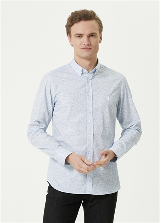 Beymen Club Erkek Slim Fit Mavi Mikro Çiçek Desenli Gömlek S EU Beymen Club Erkek Slim Fit Mavi Mikro Çiçek Desenli Gömlek S EU
