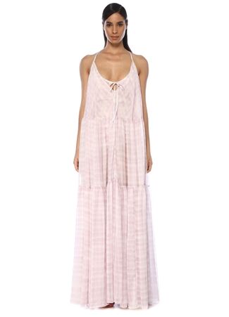 Jacquemus Kadın Mistral Lila Ekoseli Bağcıklı Maksi Elbise Mor 36 FR