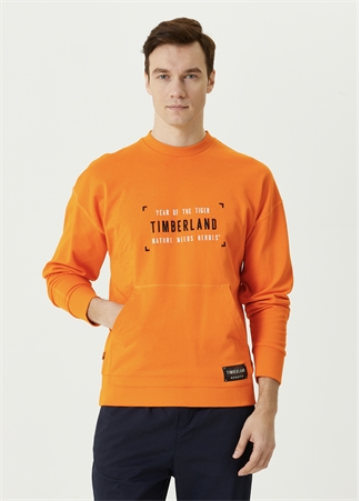 Timberland Erkek Turuncu Logo Nakışlı Sweatshirt S EU Timberland Erkek Turuncu Logo Nakışlı Sweatshirt S EU