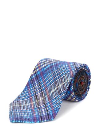 Etro Erkek Mavi Ekose Desenli İpek Kravat EU