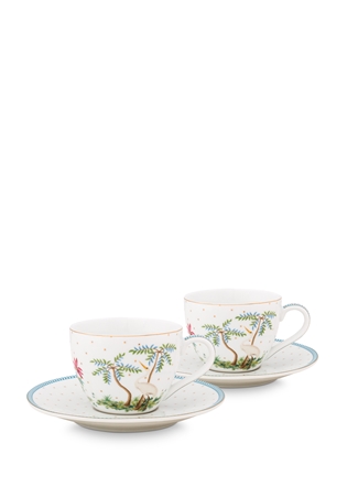 Pip Studio Jolie Beyaz Desenli 2li Porselen Kahve Fincan Seti Pip Studio Jolie Beyaz Desenli 2li Porselen Kahve Fincan Seti