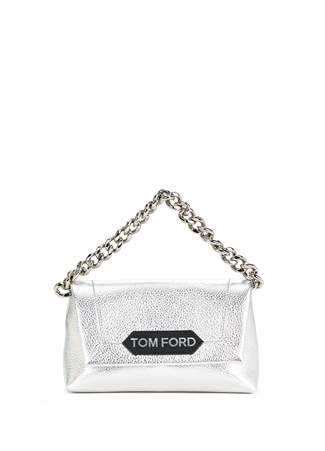 Tom Ford Kadın Silver Logolu Deri El Çantası Gri EU Tom Ford Kadın Silver Logolu Deri El Çantası Gri EU