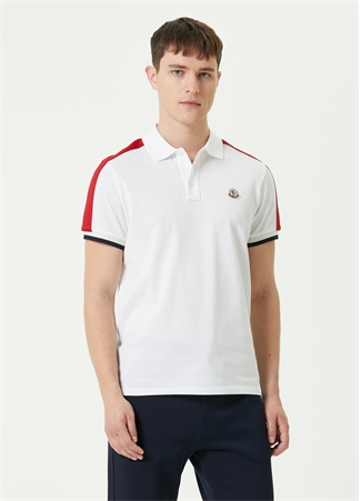 Moncler Erkek Beyaz Polo Yaka Logo Şeritli T-shirt S EU Moncler Erkek Beyaz Polo Yaka Logo Şeritli T-shirt S EU
