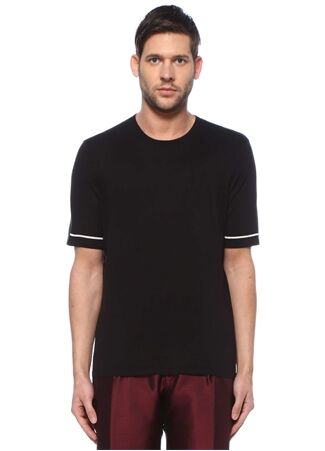 Palzileri Lab Erkek Siyah Gri Bisiklet Yaka Biyeli T-shirt 50 IT