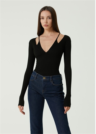Lama Jouni Kadın Siyah V Yaka Uzun Kol Body L EU Lama Jouni Kadın Siyah V Yaka Uzun Kol Body L EU