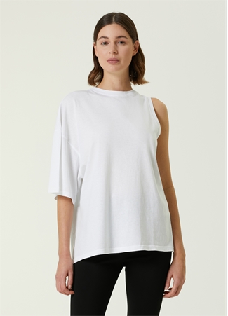 A.w.a.k.e. Mode Kadın Beyaz Bisiklet Yaka Asimetrik T-shirt S EU A.w.a.k.e. Mode Kadın Beyaz Bisiklet Yaka Asimetrik T-shirt S EU