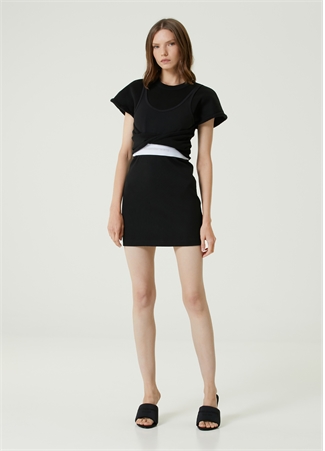 T By Alexander Wang Kadın Siyah Düğümlü Mini T-shirt Elbise S Eu T By Alexander Wang Kadın Siyah Düğümlü Mini T-shirt Elbise S Eu