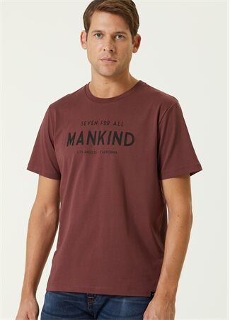 7 For All Mankind Erkek Bordo Bisiklet Yaka Logolu T-shirt S EU