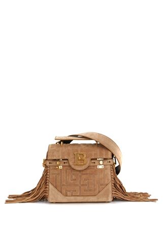 Balmain Kadın B Buzz 23 Bej Süet Omuz Çantası EU Balmain Kadın B Buzz 23 Bej Süet Omuz Çantası EU