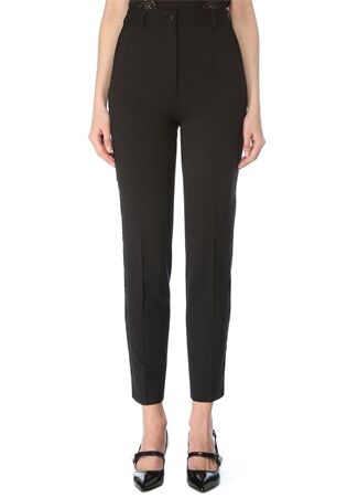 Dolce&Gabbana Kadın Siyah Yüksek Bel Dantel Garnili Pantolon 42 IT