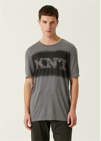 Knt Erkek Gri Logo Detaylı T-shirt L EU