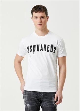 Dsquared2 Erkek Beyaz Logo Detaylı T-shirt S EU