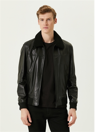 Beymen Collection Erkek Siyah Yaka Detaylı Deri Mont 48 IT Beymen Collection Erkek Siyah Yaka Detaylı Deri Mont 48 IT