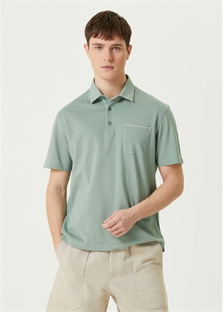 Zegna Erkek Yeşil Polo Yaka Cepli T-shirt 48 It