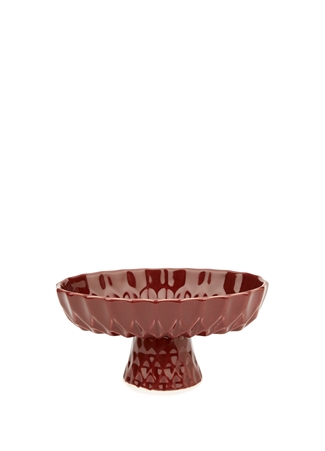 Zaya Bordo Çizgi Dokulu Seramik Servis Tabağı Zaya Bordo Çizgi Dokulu Seramik Servis Tabağı