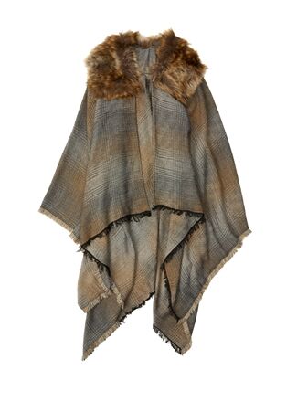 Gaynor Kadın Bej Yaka Detaylı Şal Gri EU Gaynor Kadın Bej Yaka Detaylı Şal Gri EU