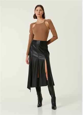 Zeynep Arçay Kadın Siyah Yırtmaçlı Midi Deri Etek 36 EU Zeynep Arçay Kadın Siyah Yırtmaçlı Midi Deri Etek 36 EU