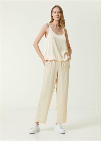 American Vintage Kadın Krem Bol Pantolon Bej S EU
