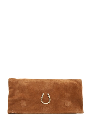 Mare Atelier Kadın Taba Logo Tokalı Süet El Portföyü Kahverengi EU