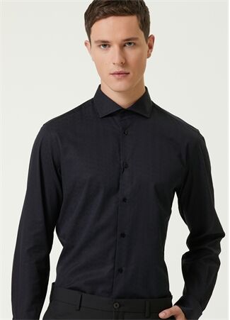 Palzileri Lab Erkek Siyah Geometrik Desenli Gömlek 4 IT