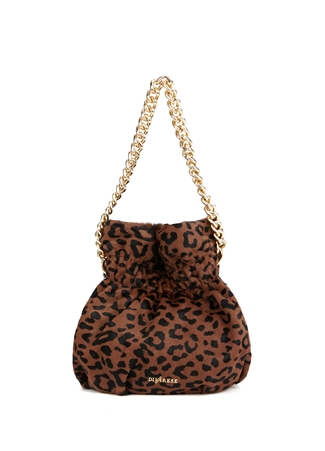 Divarese Kadın Kahverengi Leopar Desenli Deri Omuz Çantası EU