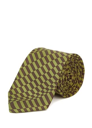 Pal Zileri Erkek Yeşil Geometrik Desenli İpek Kravat EU