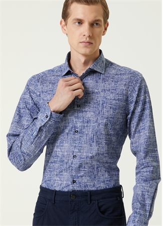 Palzileri Lab Erkek Mavi Karalama Desenli Gömlek 38 IT Palzileri Lab Erkek Mavi Karalama Desenli Gömlek 38 IT