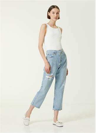 Agolde Kadın 90s Crop Loose Fit Mavi Jean Pantolon 23 US